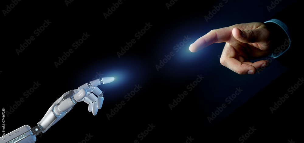 Cyborg robot hand on an uniform background 3d rendering Stock Photo ...