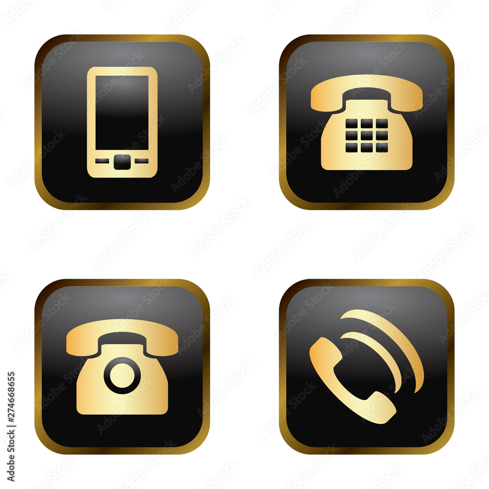 Elegant gold and black phone icon set Stock Vector | Adobe Stock