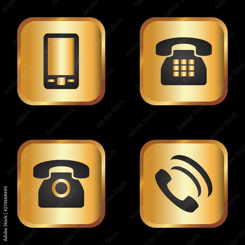 Elegant gold and black phone icon set Stock Vector | Adobe Stock