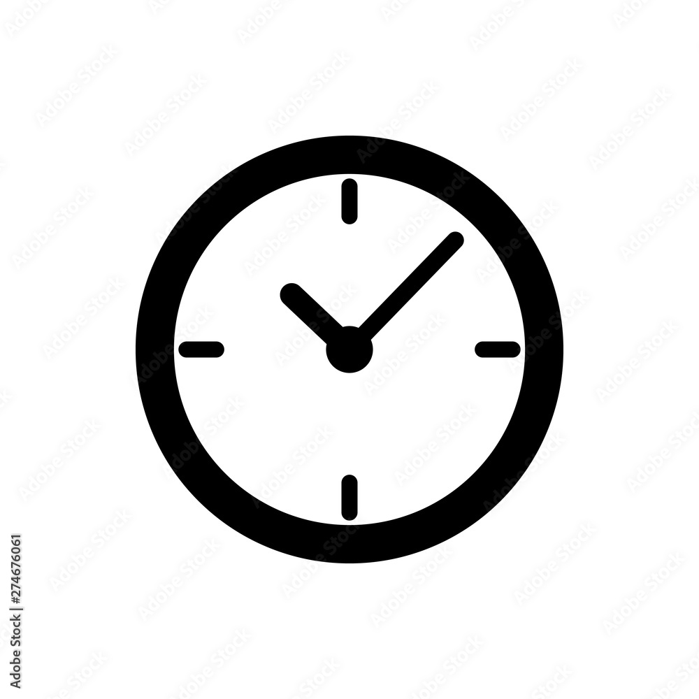Black Clock icon isolated on white background. Vector Illustration ...