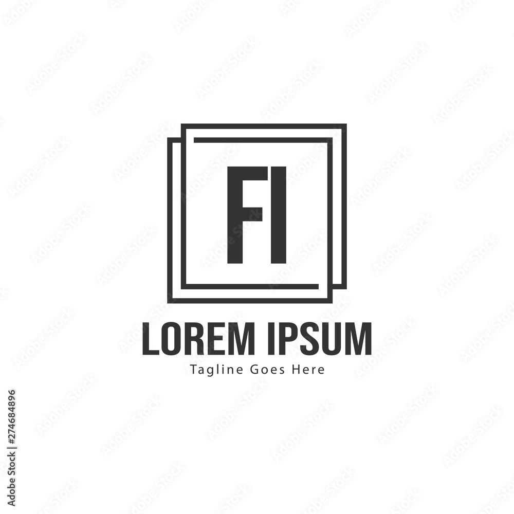 Initial FI logo template with modern frame. Minimalist FI letter logo ...