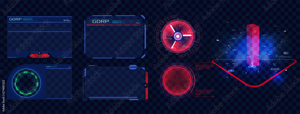 HUD UI GUI futuristic user interface screen isolated elements set. High ...