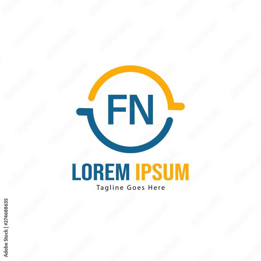 Initial FN logo template with modern frame. Minimalist FN letter logo ...