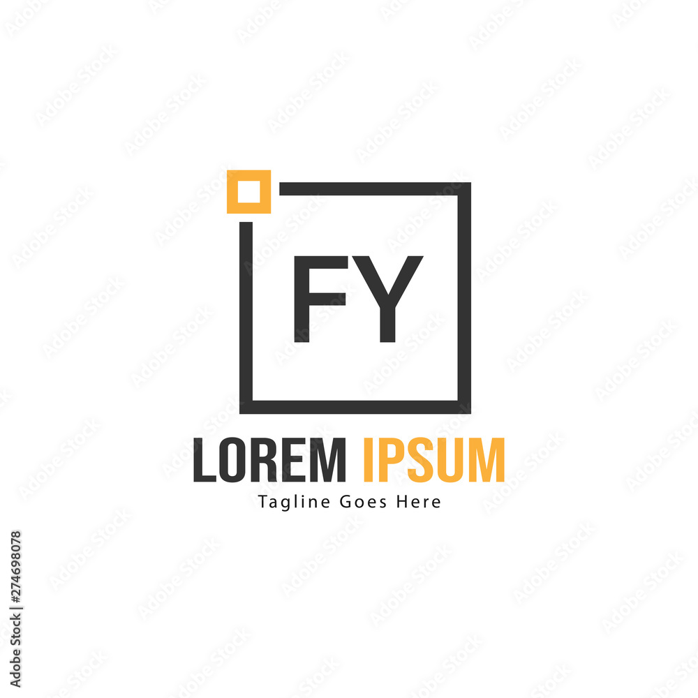 Initial FY logo template with modern frame. Minimalist FY letter logo ...