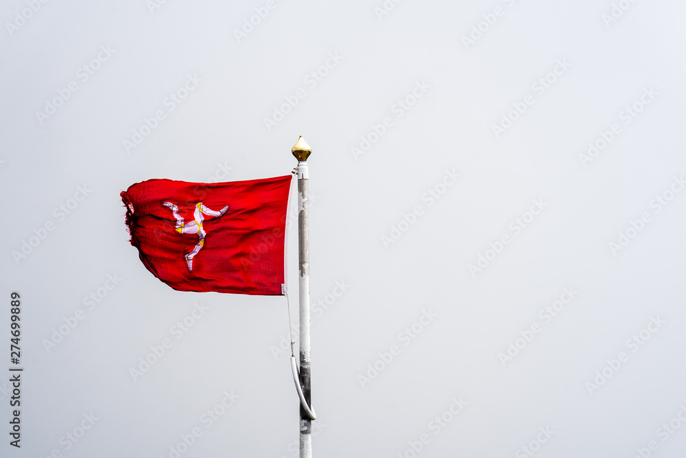 The flag of the Isle of Man or flag of Mann is a triskelion, composed ...