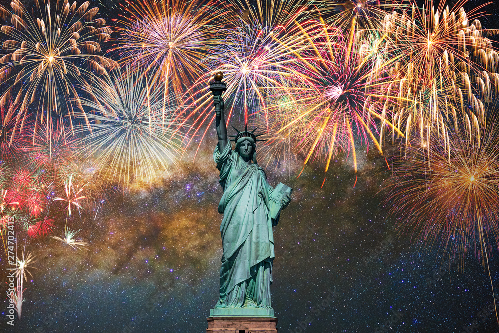 4th Of July Fireworks Statue Of Liberty