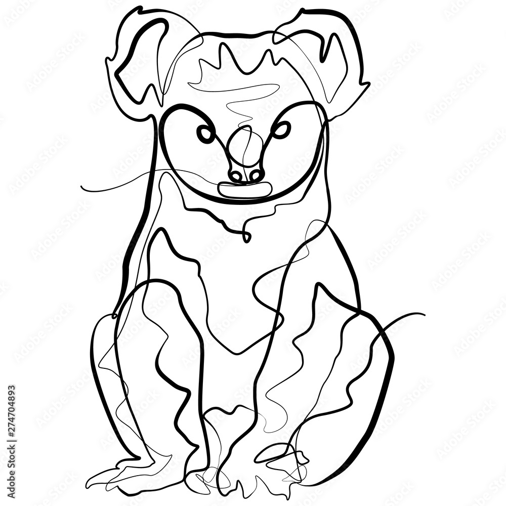 Koala one line drawing. Vector Animal continuous line Art Stock Vector ...