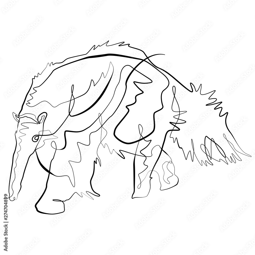 Anteater one line drawing. Continuous Line Animal Vector Art Stock ...