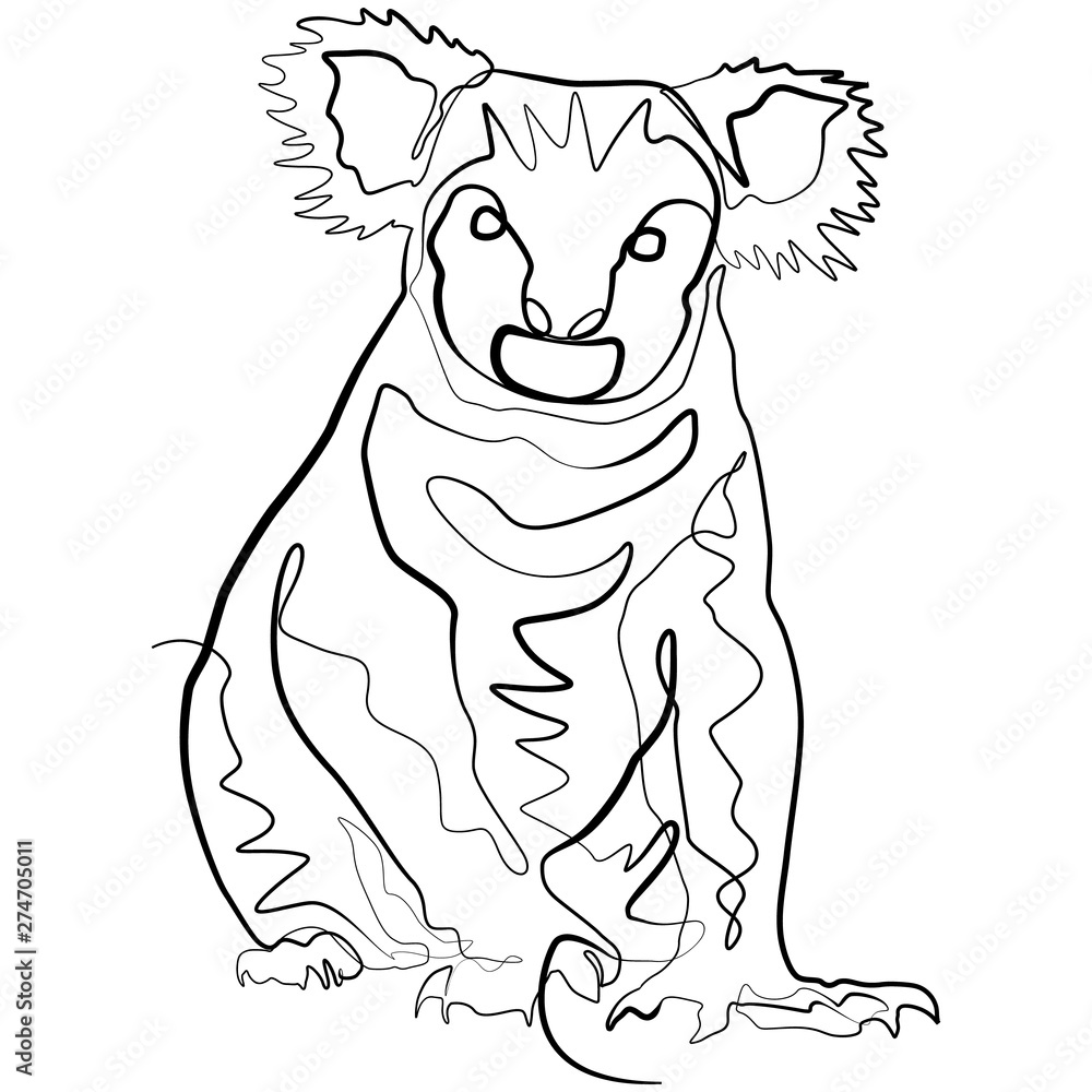 Koala one line drawing. Continuous line Animal Vector Art Stock Vector ...