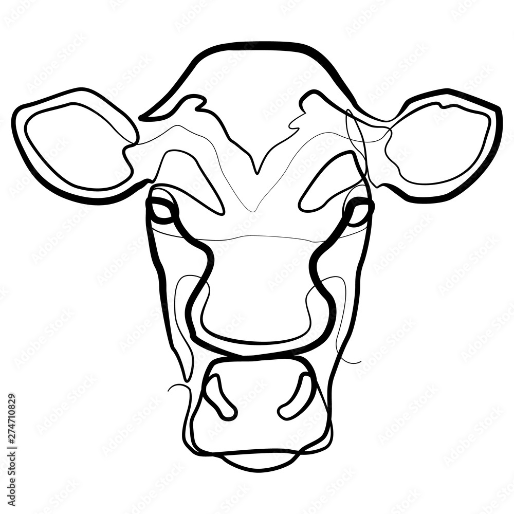 Cow one line drawing. Continuous line Farm Animal Vector Art Stock ...