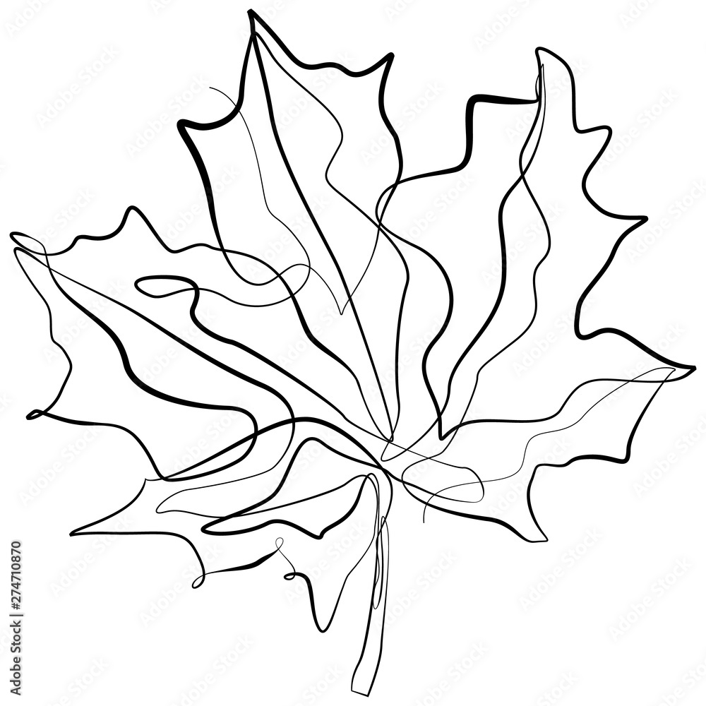 Maple Leaf one line drawing. Continuous line Nature Vector Logo Stock ...