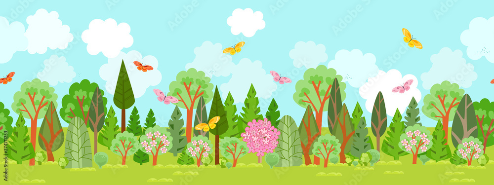 idealistic seamless border with rural landscape for your design Stock ...