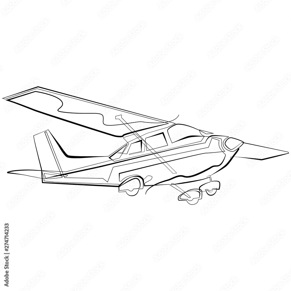 Airplane one line drawing. Continuous line Aviation Vector Logo Stock ...