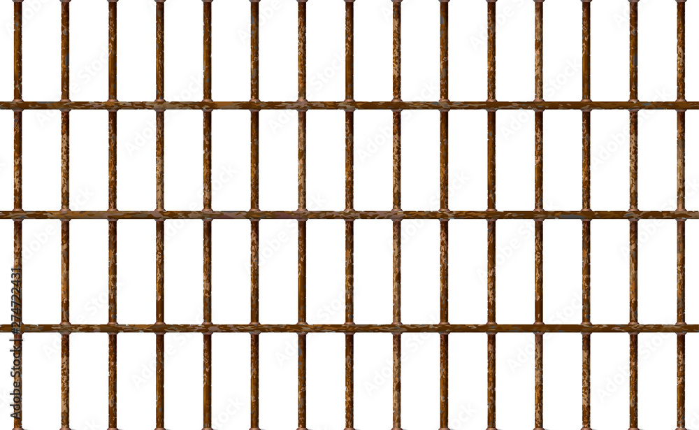 Vettoriale Stock Realistic Jail bars rusty, prison background iron ...
