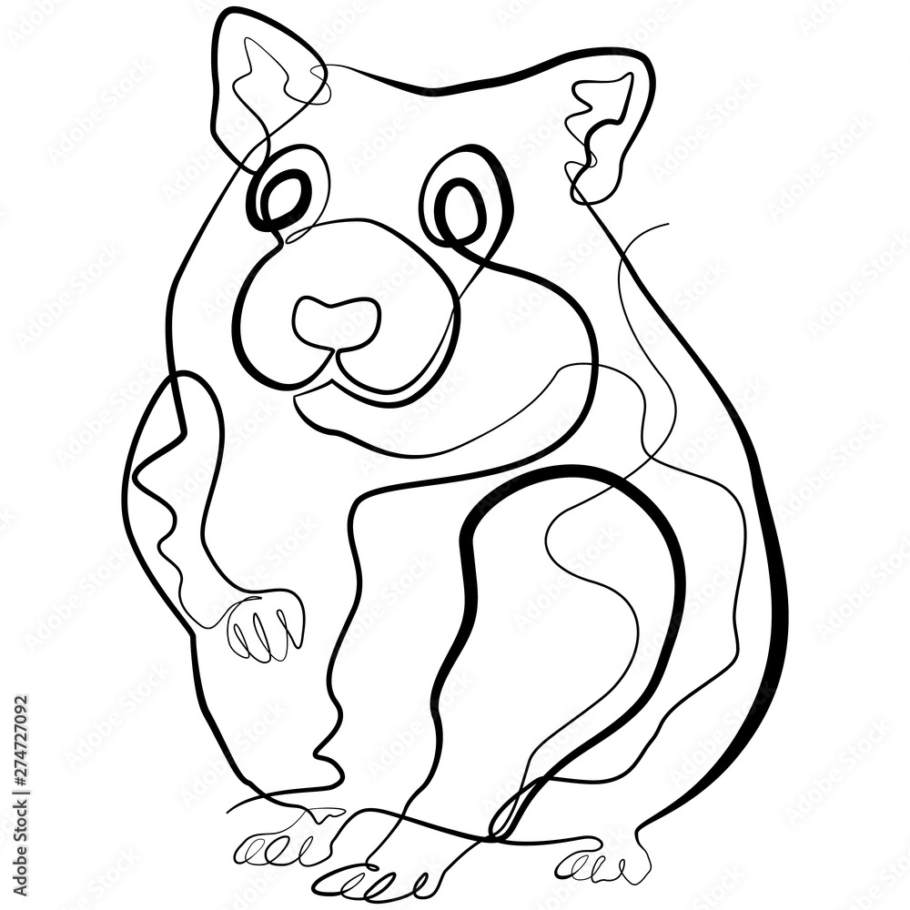 Mouse Hamster one line drawing. Continuous line Pet Animal Vector Logo ...
