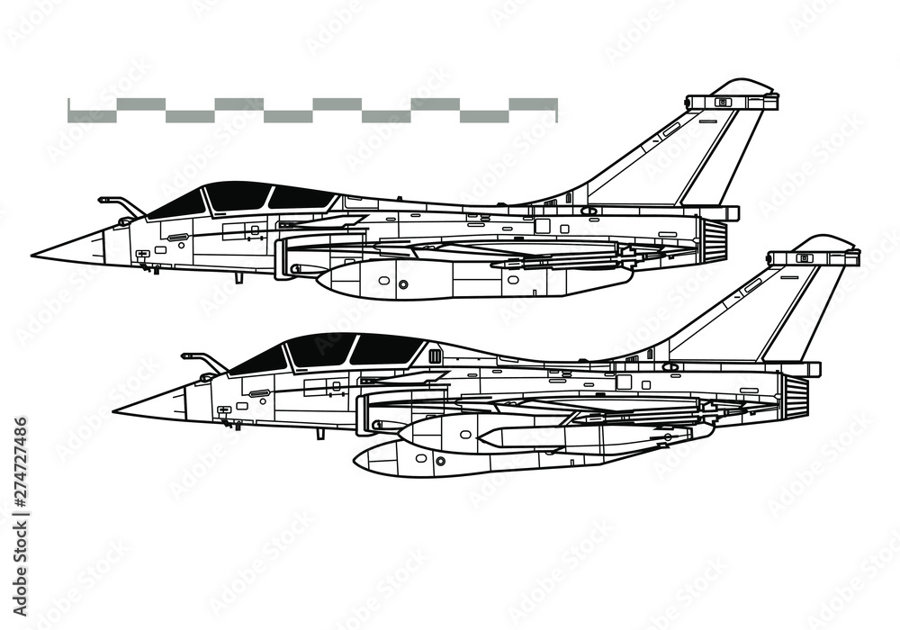 Dassault RAFALE. Outline vector drawing Stock Vector | Adobe Stock