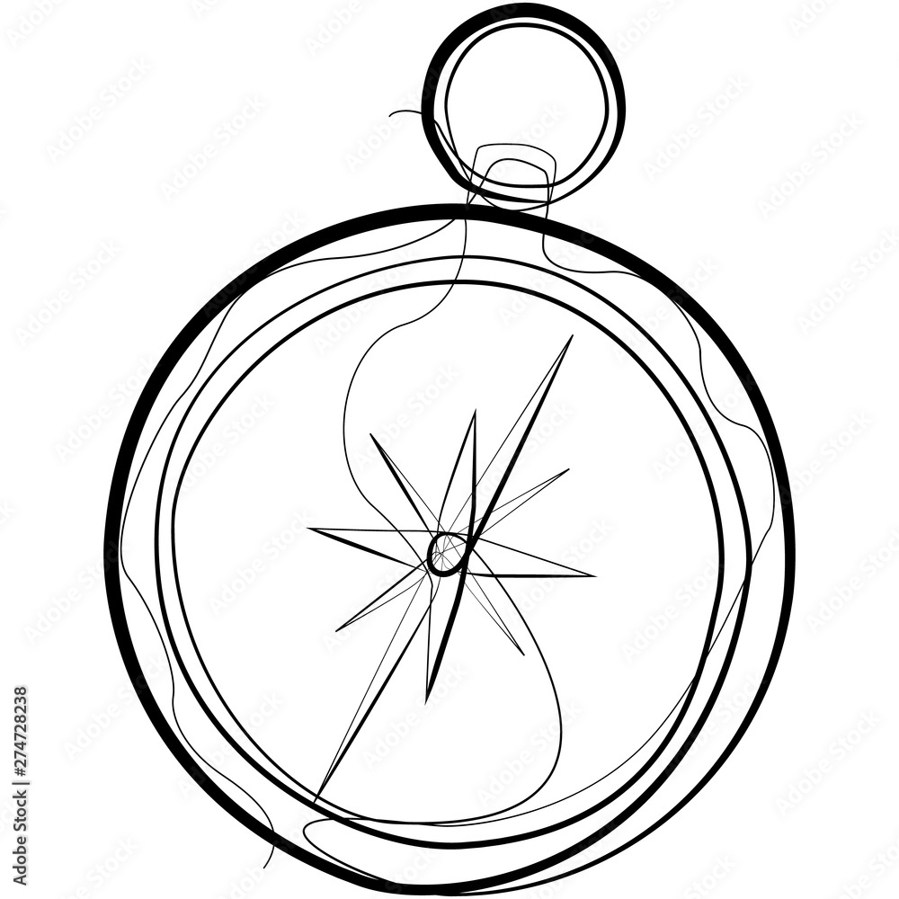 Compass Travel one line drawing. Continuous line Orientation Vector ...