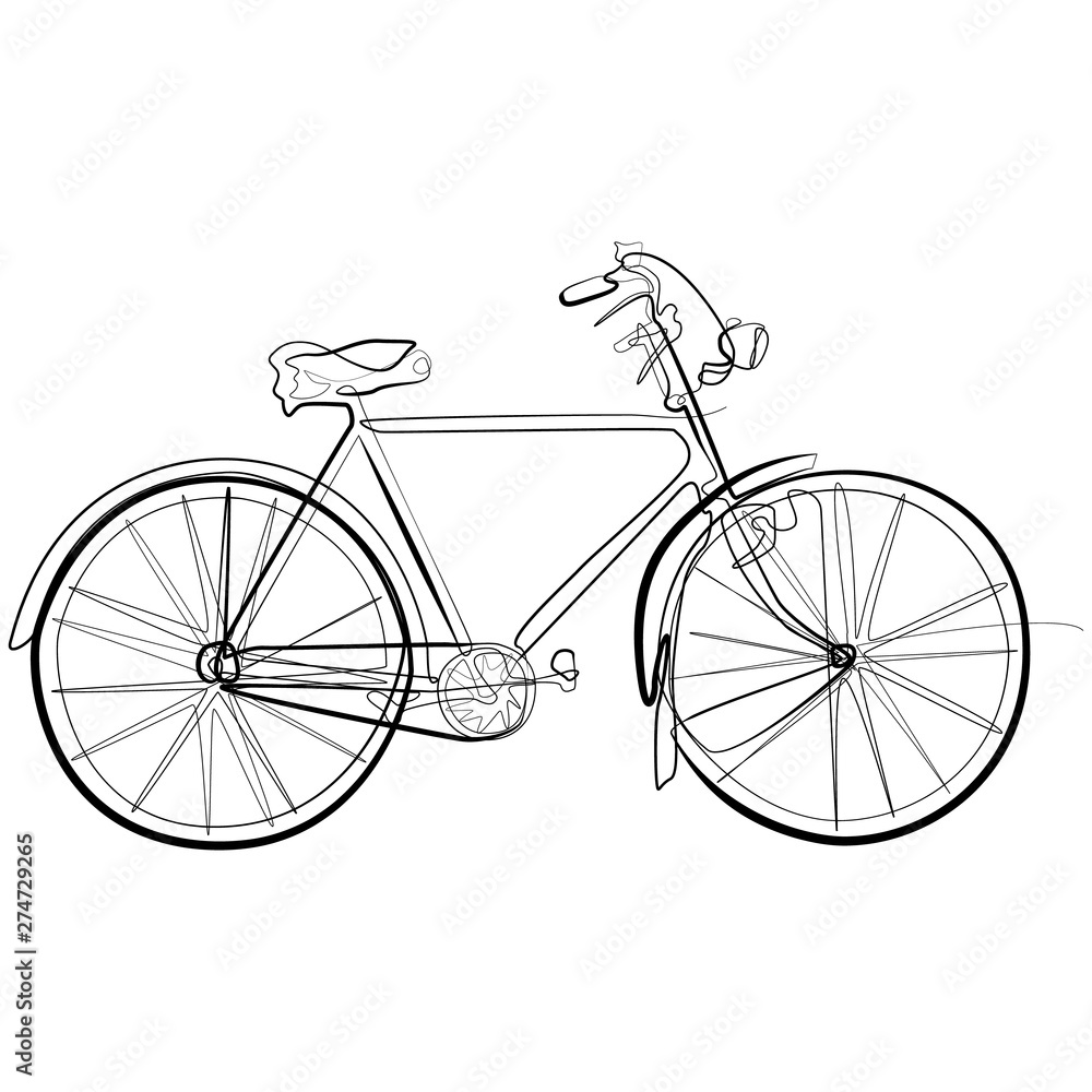 Bike one line drawing. Continuous line Bicycle Vector Illustration ...