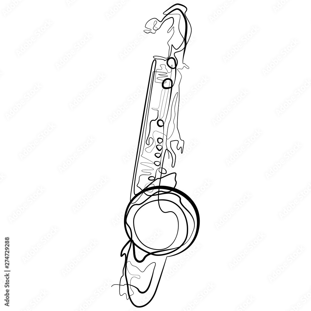 Saxophone one line drawing. Jazz Music Logo Vector Art Stock Vector ...