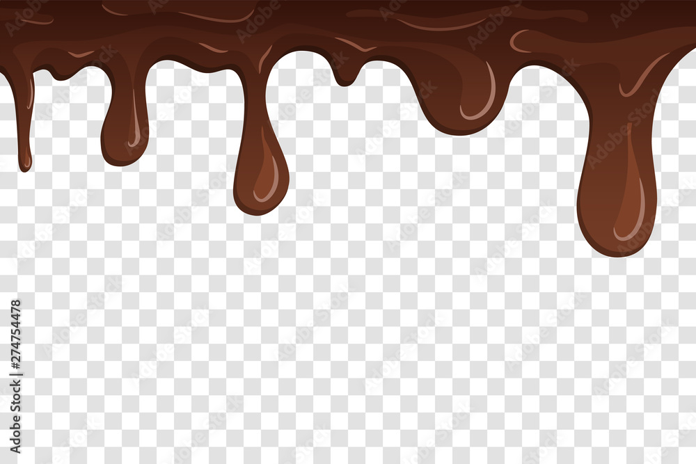 Dripping chocolate. Drips chocolate, isolated white transparent ...