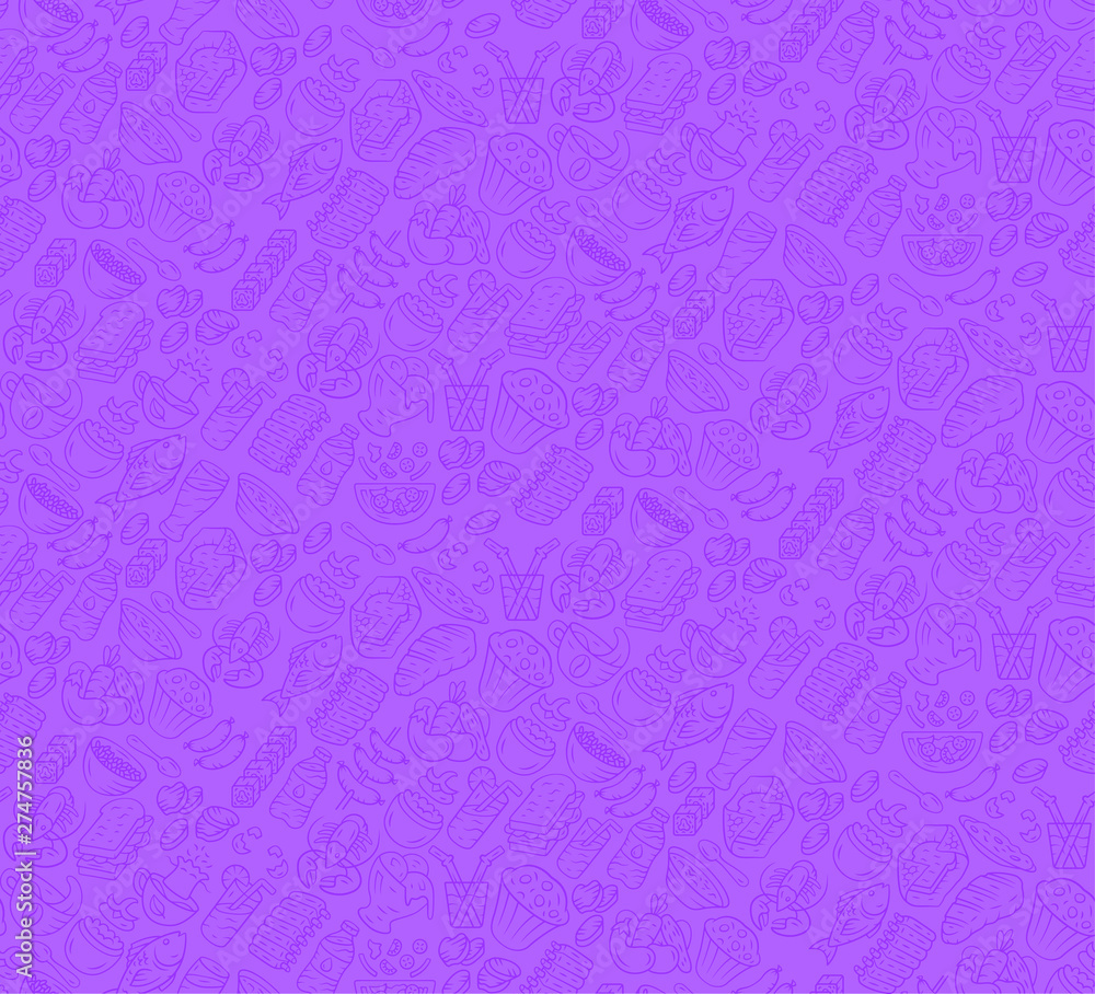 Food vector seamless pattern. Cuisine, fast food cafe wallpaper with ...