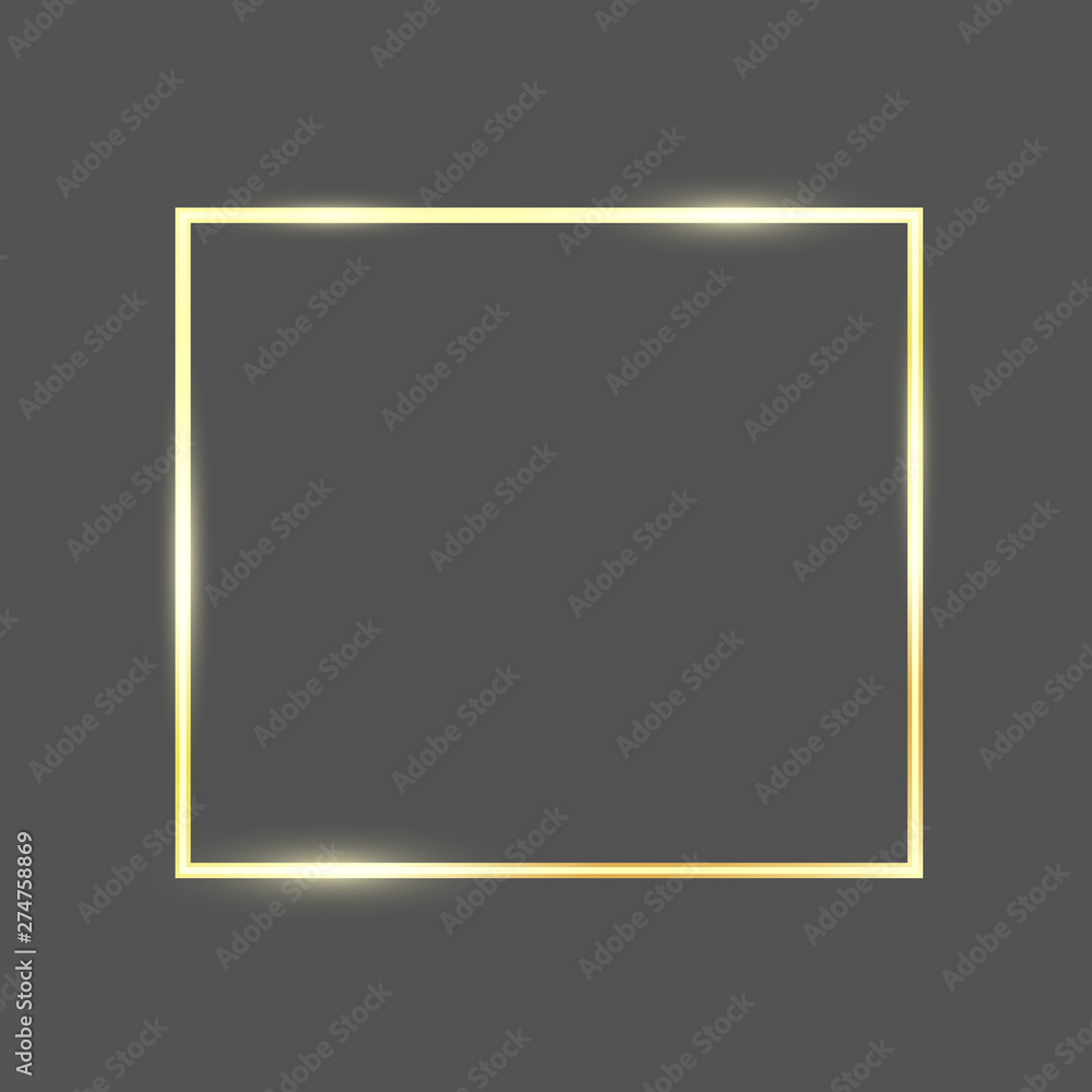Golden frame template with glitter effect for banner, poster or ...