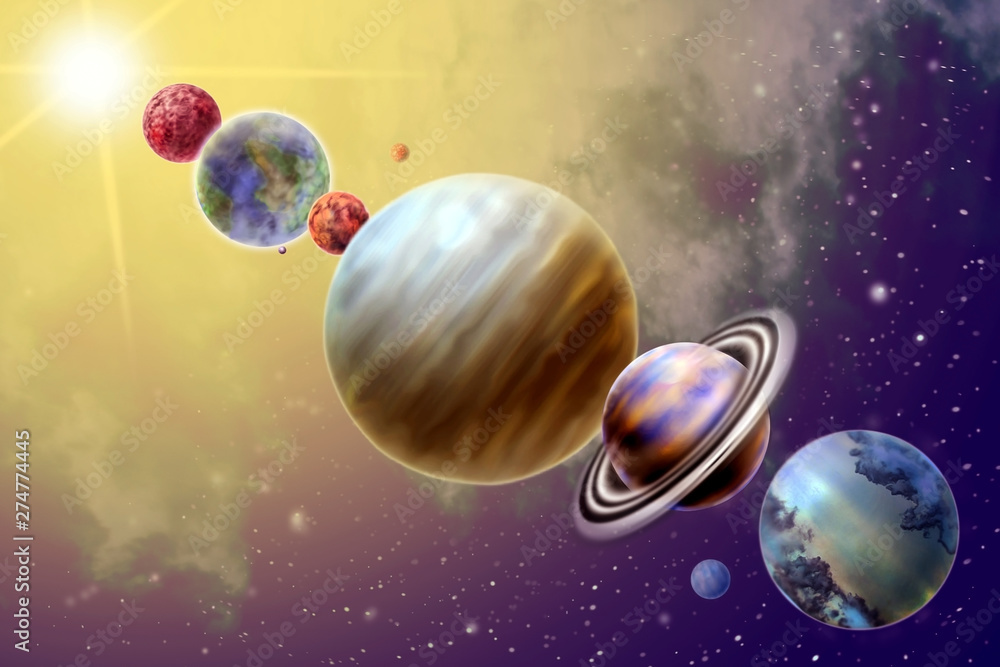 Big parade of the planets from 6 planets of the solar system Stock ...