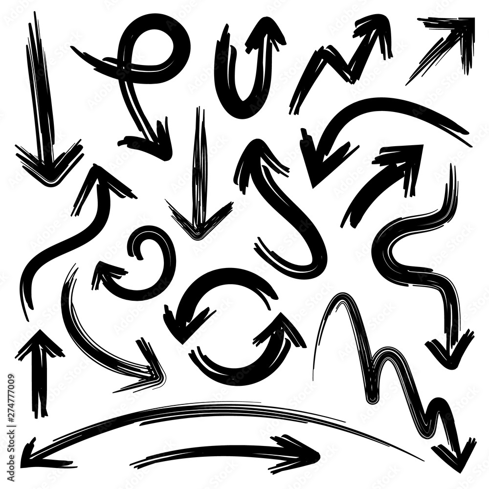 Sketch Arrows Doodle Arrow Elements With Scribble Pencil Grunge