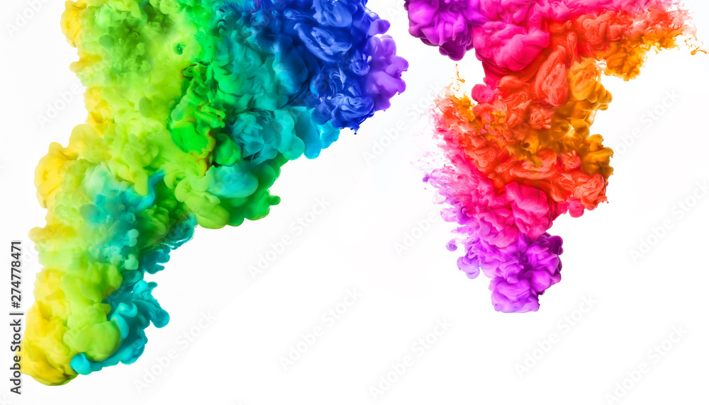 Rainbow of Acrylic Ink in Water. Color Explosion. Colours festival ...