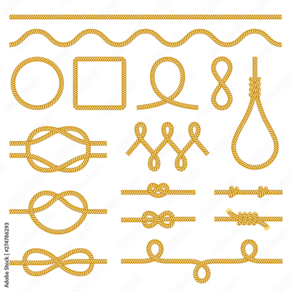 Rope knots icons photo realistic vector set Stock Vector | Adobe Stock