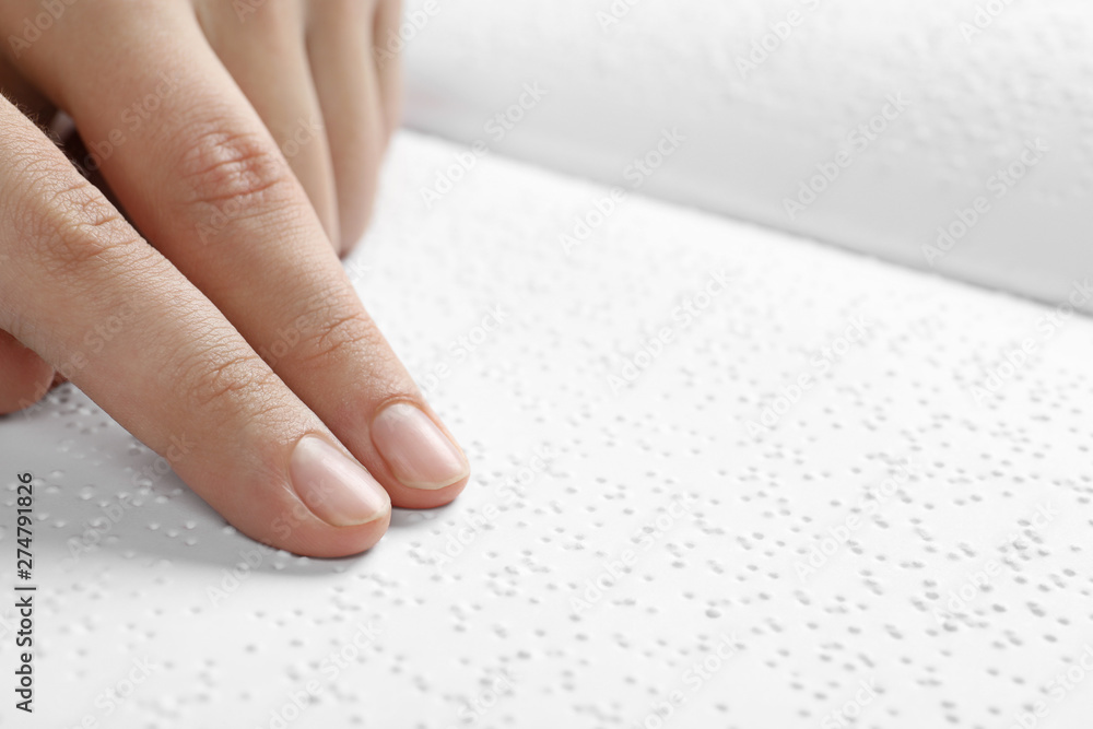 Blind person reading book written in Braille, closeup Stock Photo ...