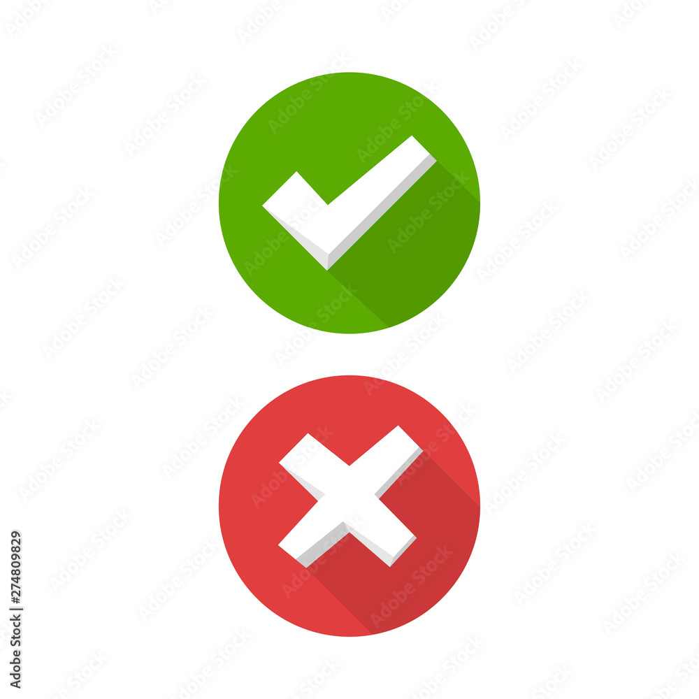 Tick and cross signs. Green checkmark and red X icons Stock Vector ...