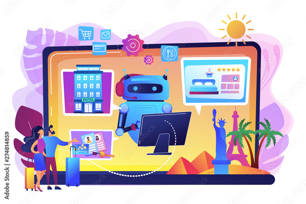 Online hotel booking system. Smart hospitality industry, autonomous ...