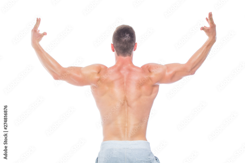 Powerful back. Strong Athletic Man - Fitness Model showing his perfect ...