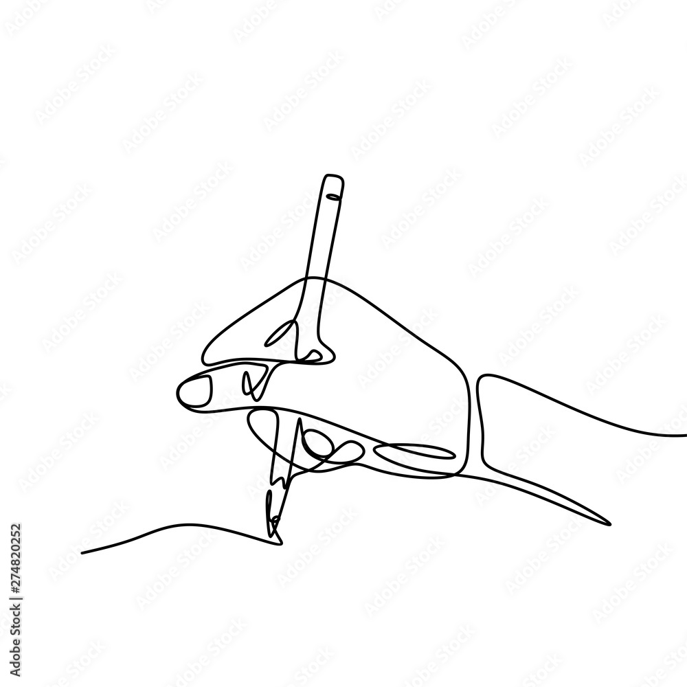Continuous one line drawing hand palm fingers gestures pen, pencil ...