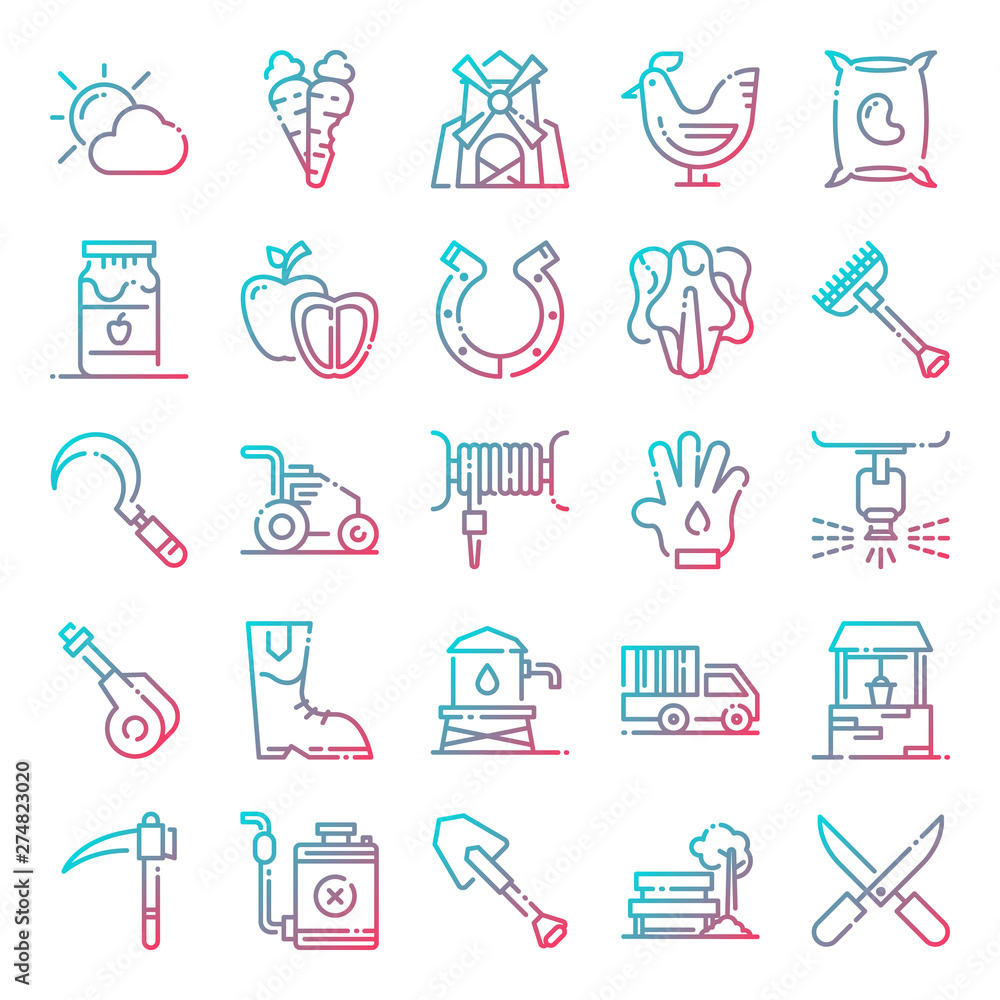 Farming icons pack Stock Vector | Adobe Stock