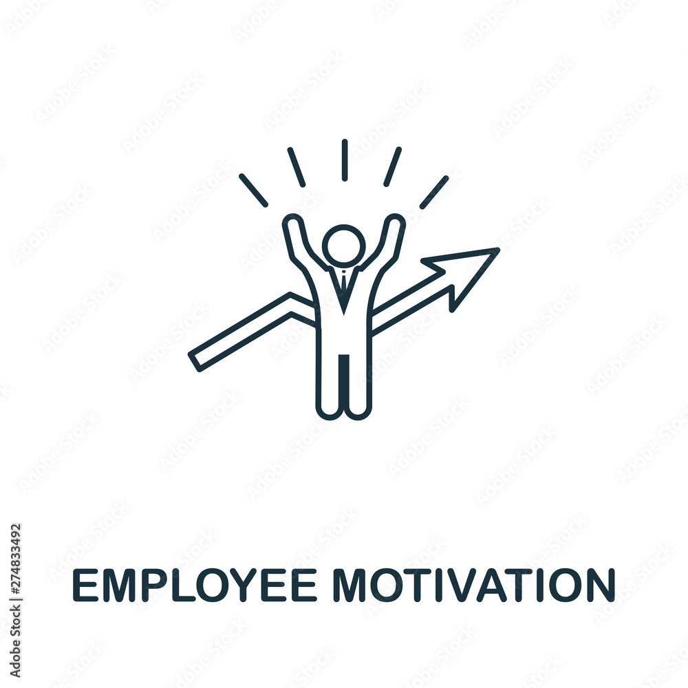 Employee Motivation vector icon symbol in outline style. Creative sign ...
