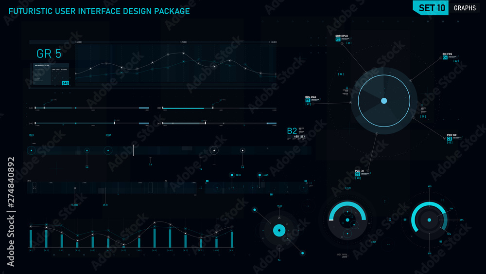 Futuristic user interface design element set 10 Stock Vector | Adobe Stock