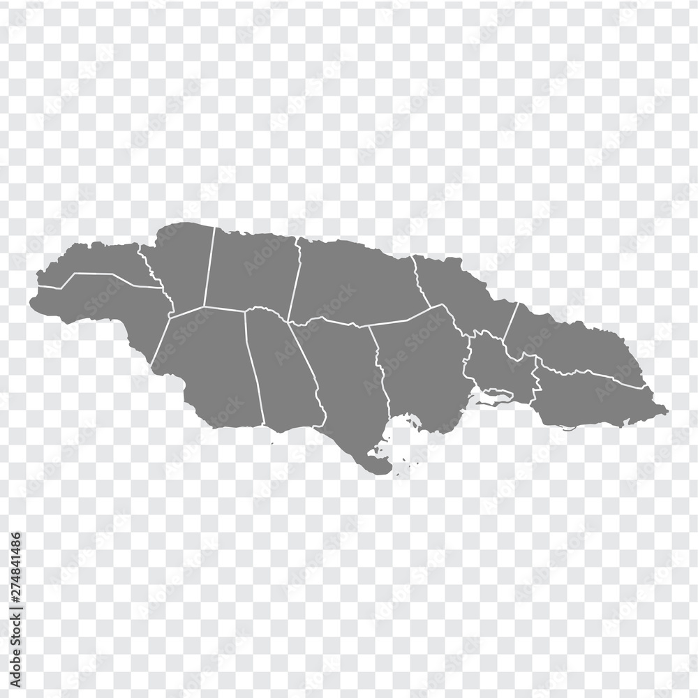 Blank map Jamaica. High quality map of Jamaica with provinces on ...
