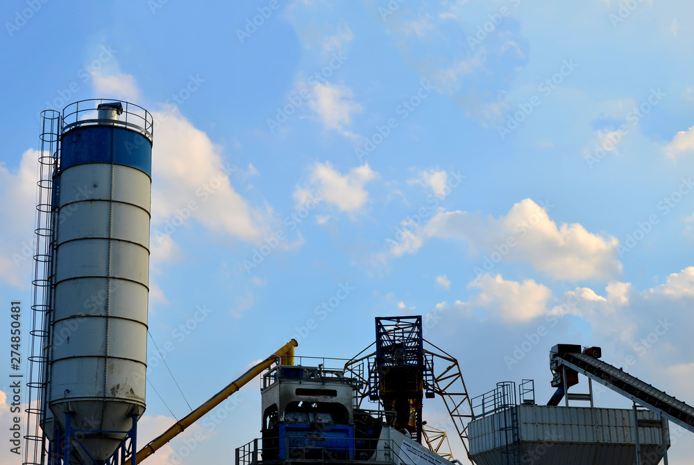 Concrete Batching Plant. Industrial producing cement for construction ...