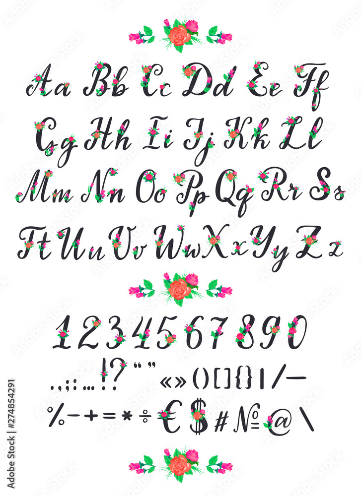 Vecteur Stock Alphabet ABC vector flowering alphabetical font with ...