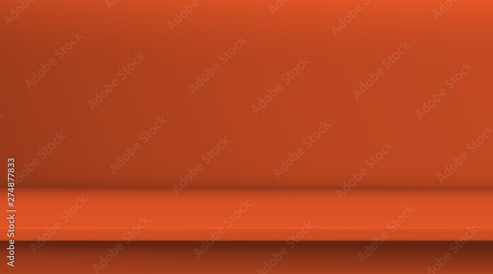 Gradient mesh vector table. Background of empty vivid orange color ...