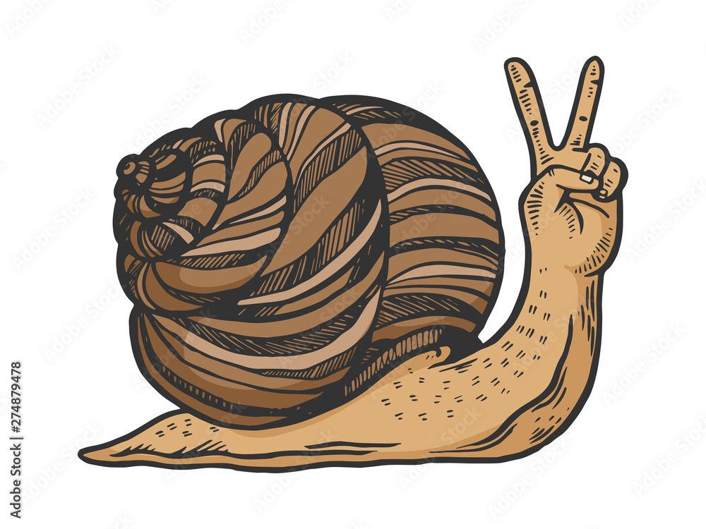 Fantastic fabulous snail with human hand instead head animal color ...