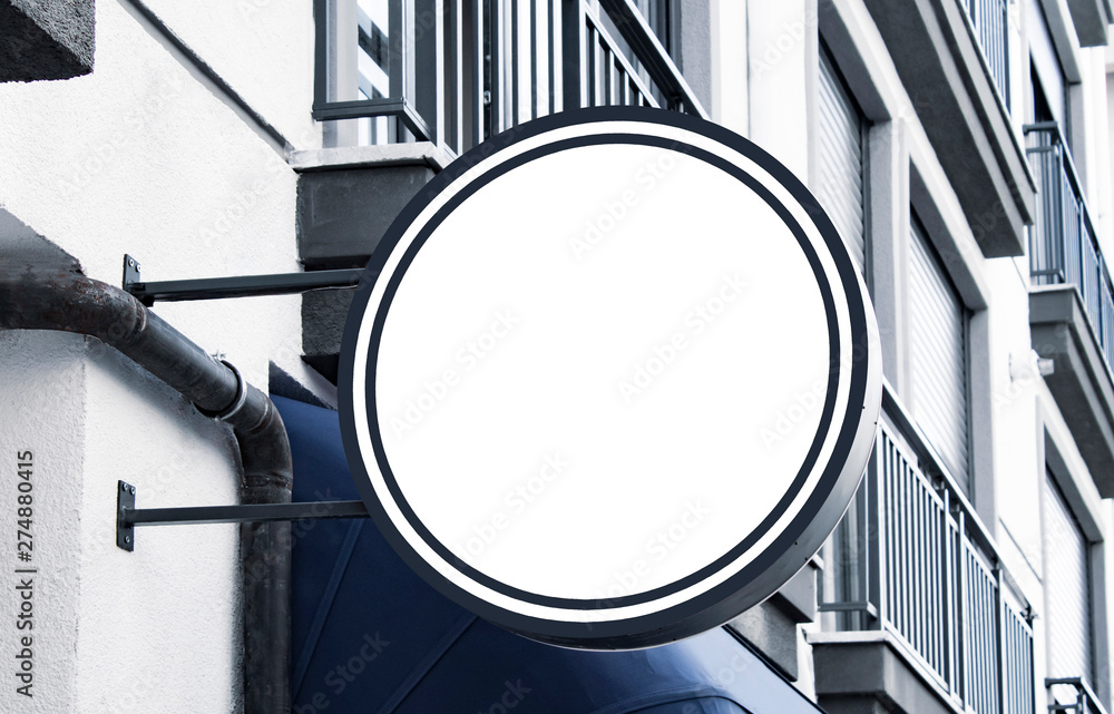 signboard mockup and template empty frame for logo or text on exterior ...