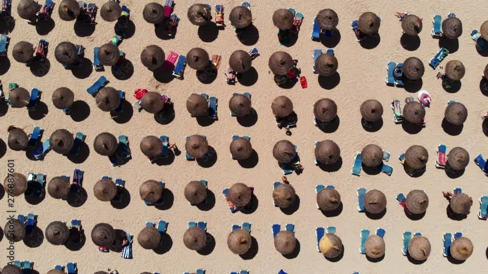 People Sunbathing on this Private Beach in Spain. Top Down view of this ...