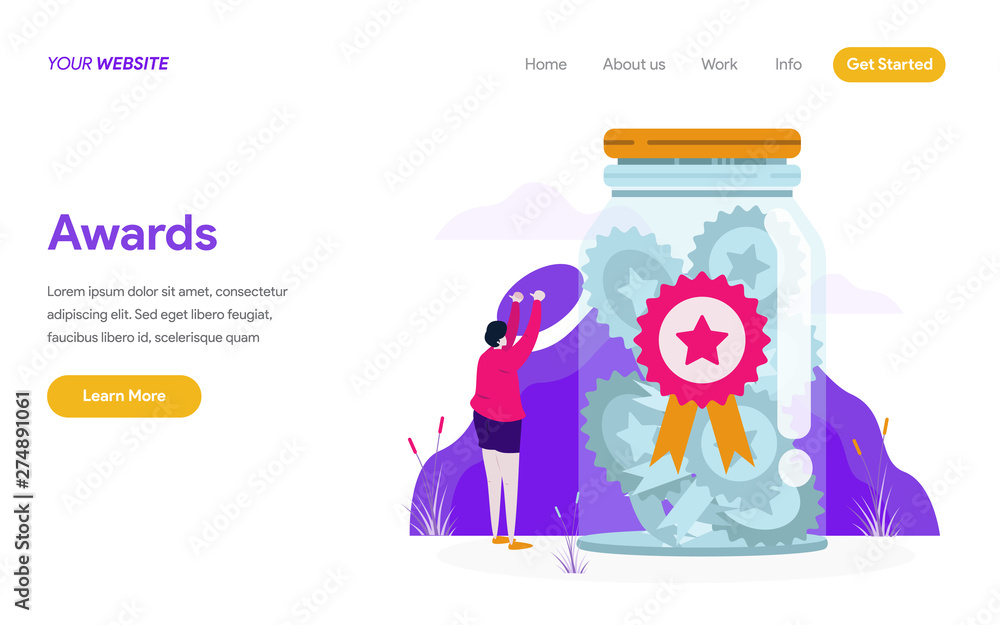 Landing page template of Awards Illustration Concept. Modern flat ...