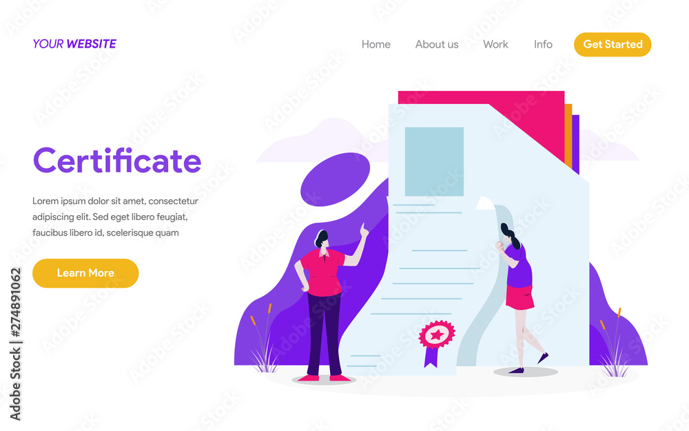 Landing page template of Certificate Illustration Concept. Modern flat ...