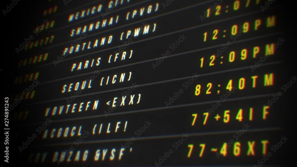 Airport Departure Board/ Animation of an airport departure board with ...