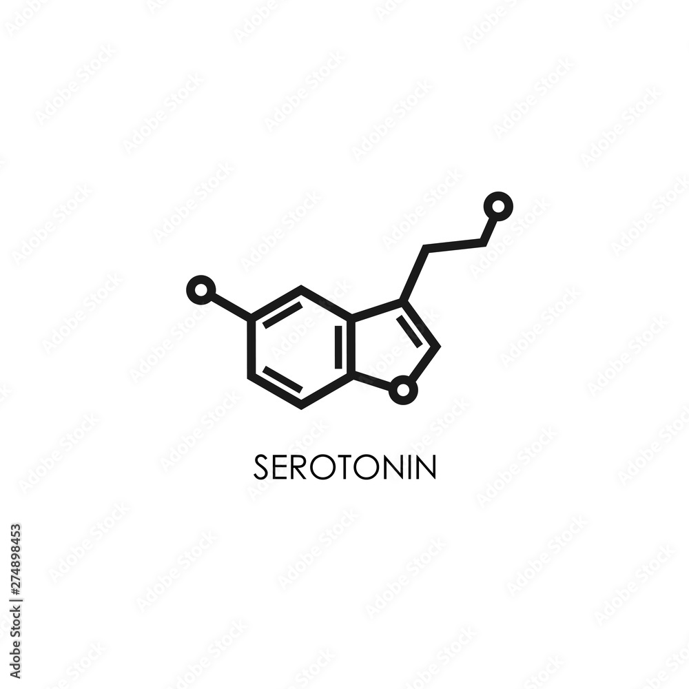 Serotonin molecular structure. neurotransmitter molecule. Skeletal ...