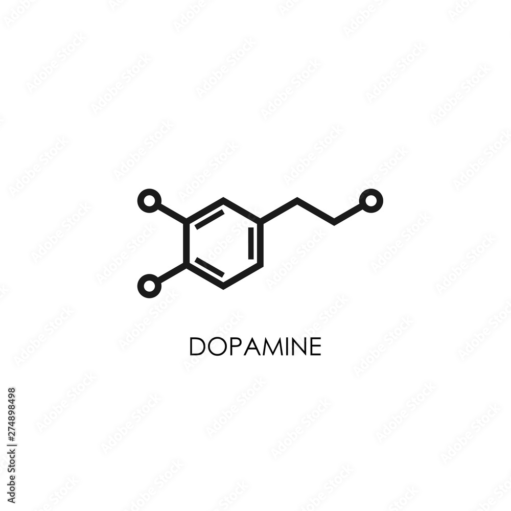 Dopamine molecular structure. neurotransmitter molecule. Skeletal ...